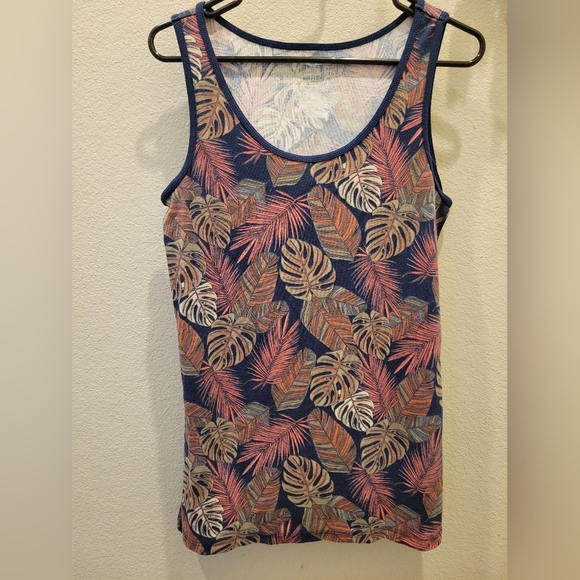 Time and Tru | Tops | Tropical Leaves Tank Top | Poshmark